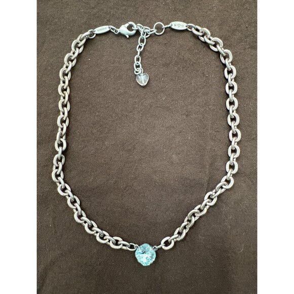 Sabika | Jewelry | Sabika Silvertoned Chain Necklace With Blue Crystal ...